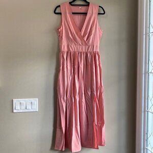 Dresses | New Vneck Sleeveless Blush Pink Summer Slit Dress Size M ...